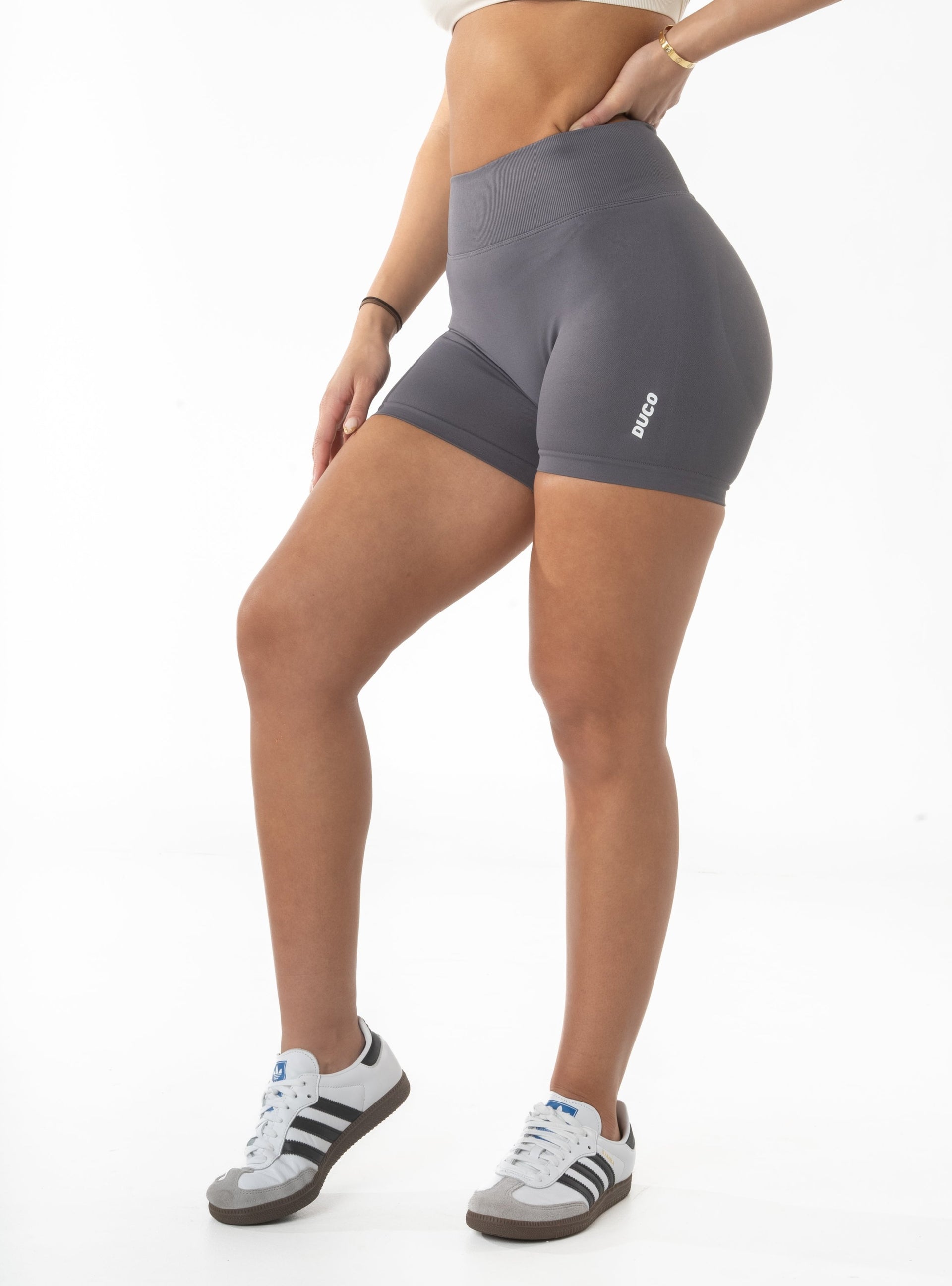 Sculpt Scrunch Shorts - Storm Grey – Duco Active
